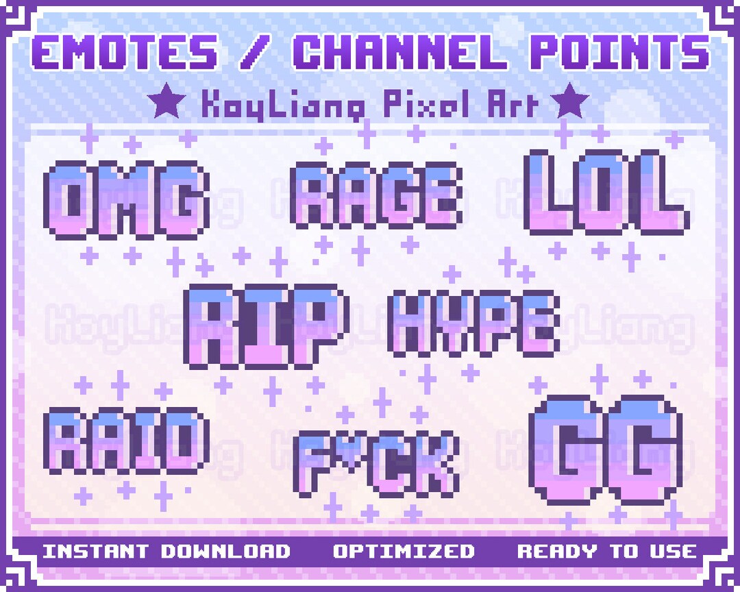 Twitch Text Emotes Pack With 16 Commonly Used Words for Streaming, Cute ...