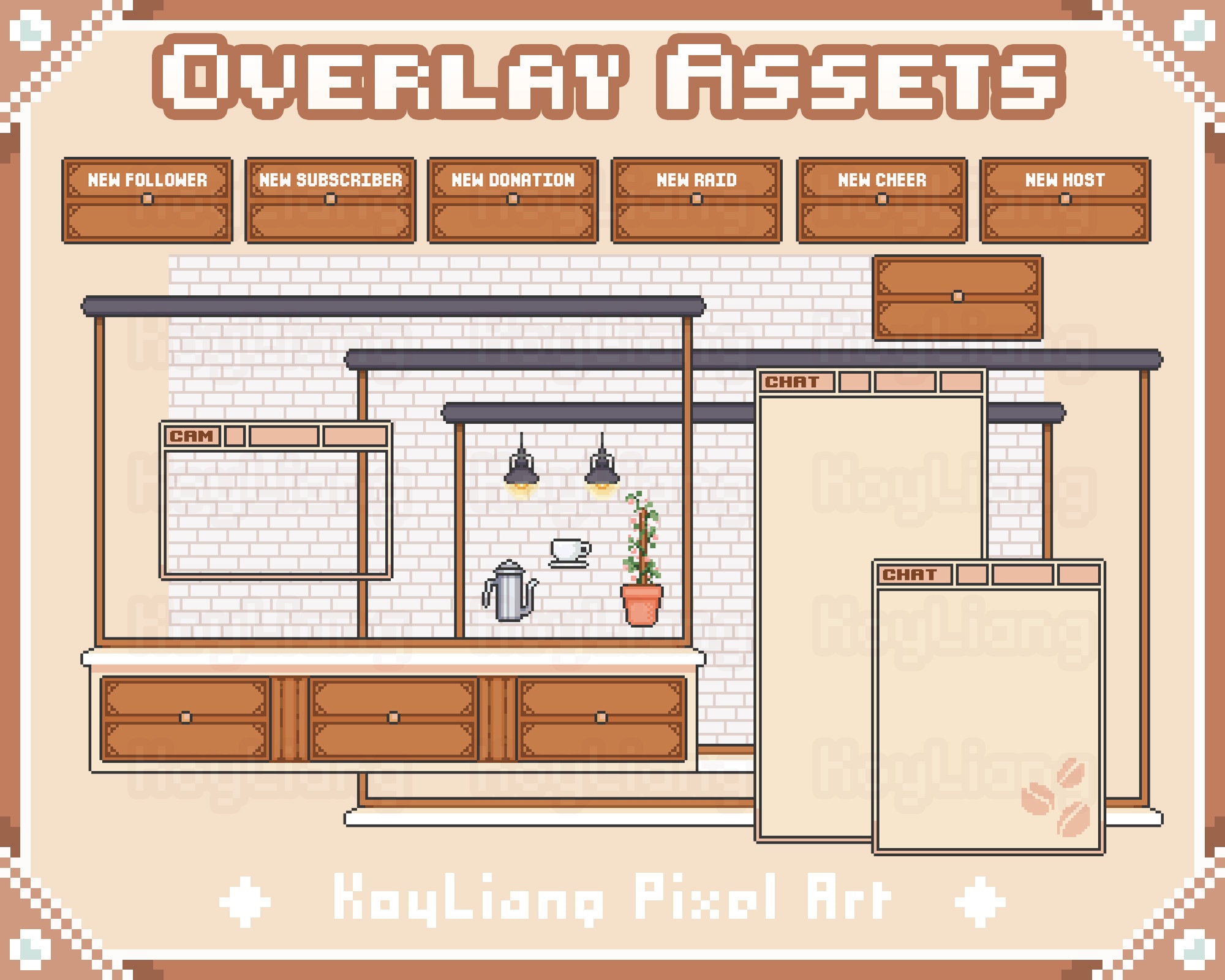 Cozy Cafe Pixel Art Stream Overlay: Twitch Package (digital Download ...