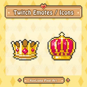 Crown Twitch Icons, Pixel Crown Emotes, Royal Stream Graphics, King ...