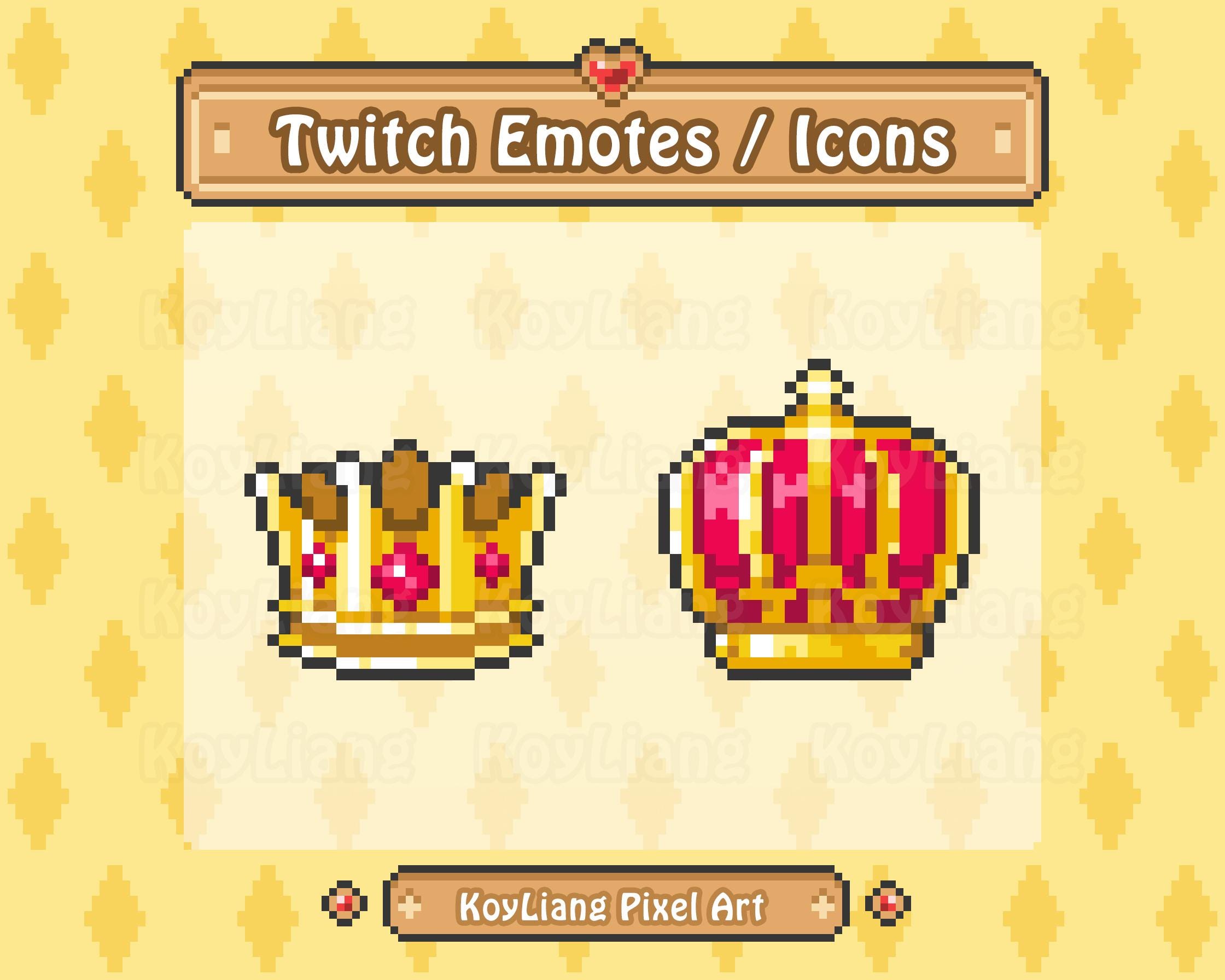 Crown Twitch Icons, Pixel Crown Emotes, Royal Stream Graphics, King ...