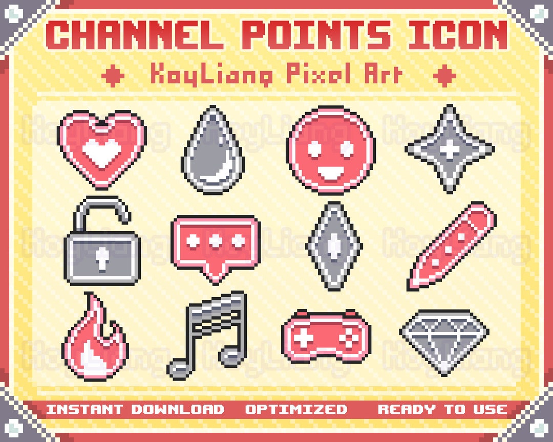 Pixel Channel Points Icon for Twitch Streamer, Stream Logo Pack in PNG ...