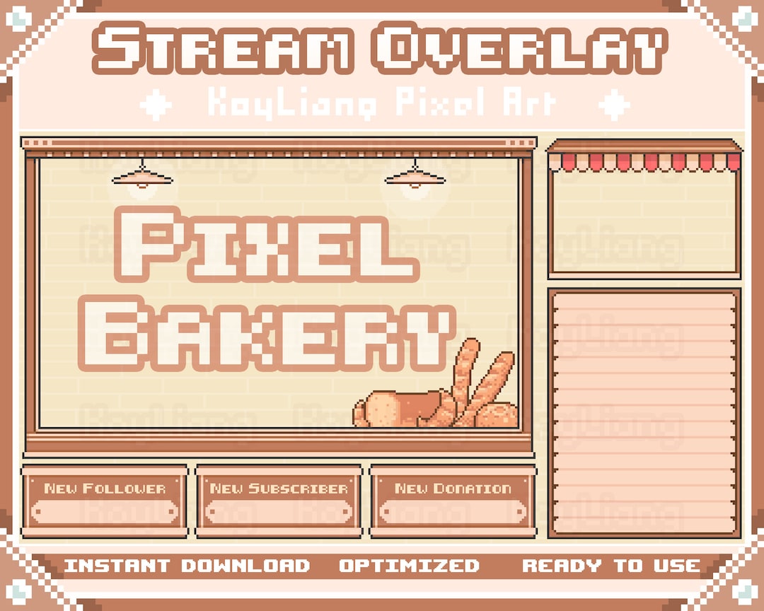Twitch Overlay Package With Bakery Shop Theme - Cute Pixel Art, Stream ...