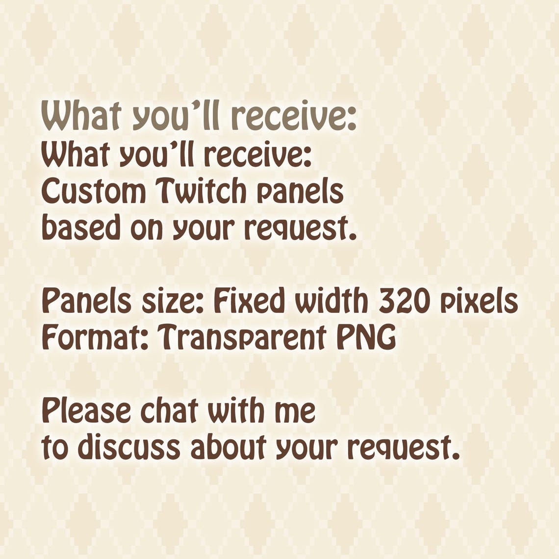 Custom Twitch Panels: Pixel Art Channel Text, Commission Streamer ...