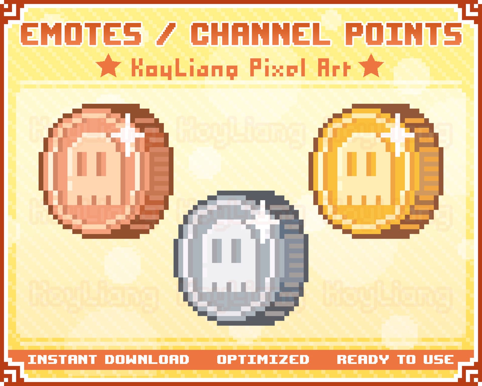 Twitch Coin Emotes Pack in 8bit Pixel Style to Reward Loyal Subscriber ...