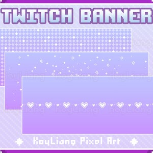 Cute 8 Bit Pixel Style Twitch Banner in Aesthetic Purplish Blue Color ...