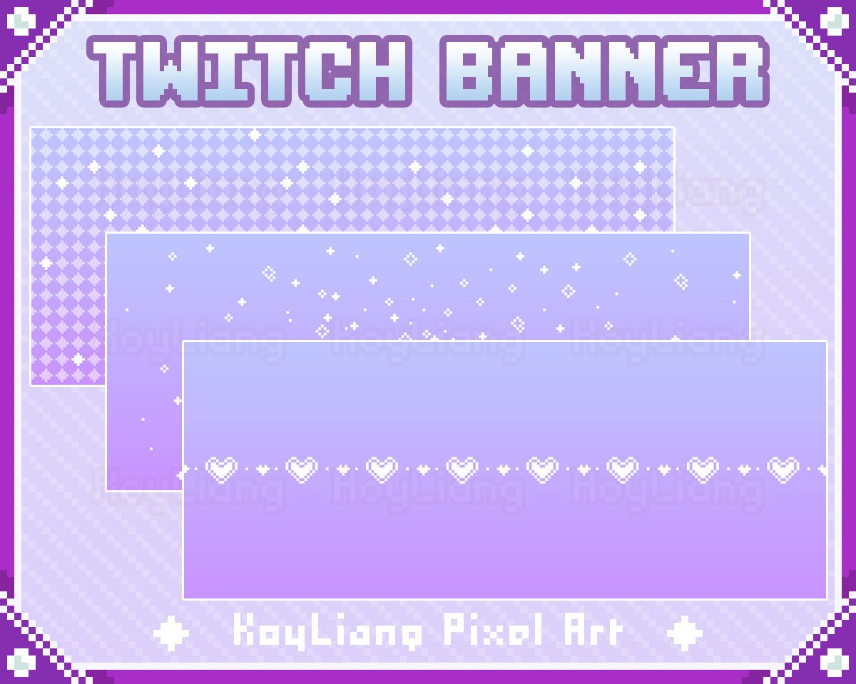 Cute 8 Bit Pixel Style Twitch Banner in Aesthetic Purplish - Etsy