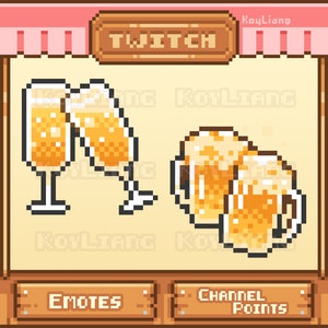 Pixel Twitch Emotes: Beer & Champagne Icons Bundle for Streaming Cheers ...