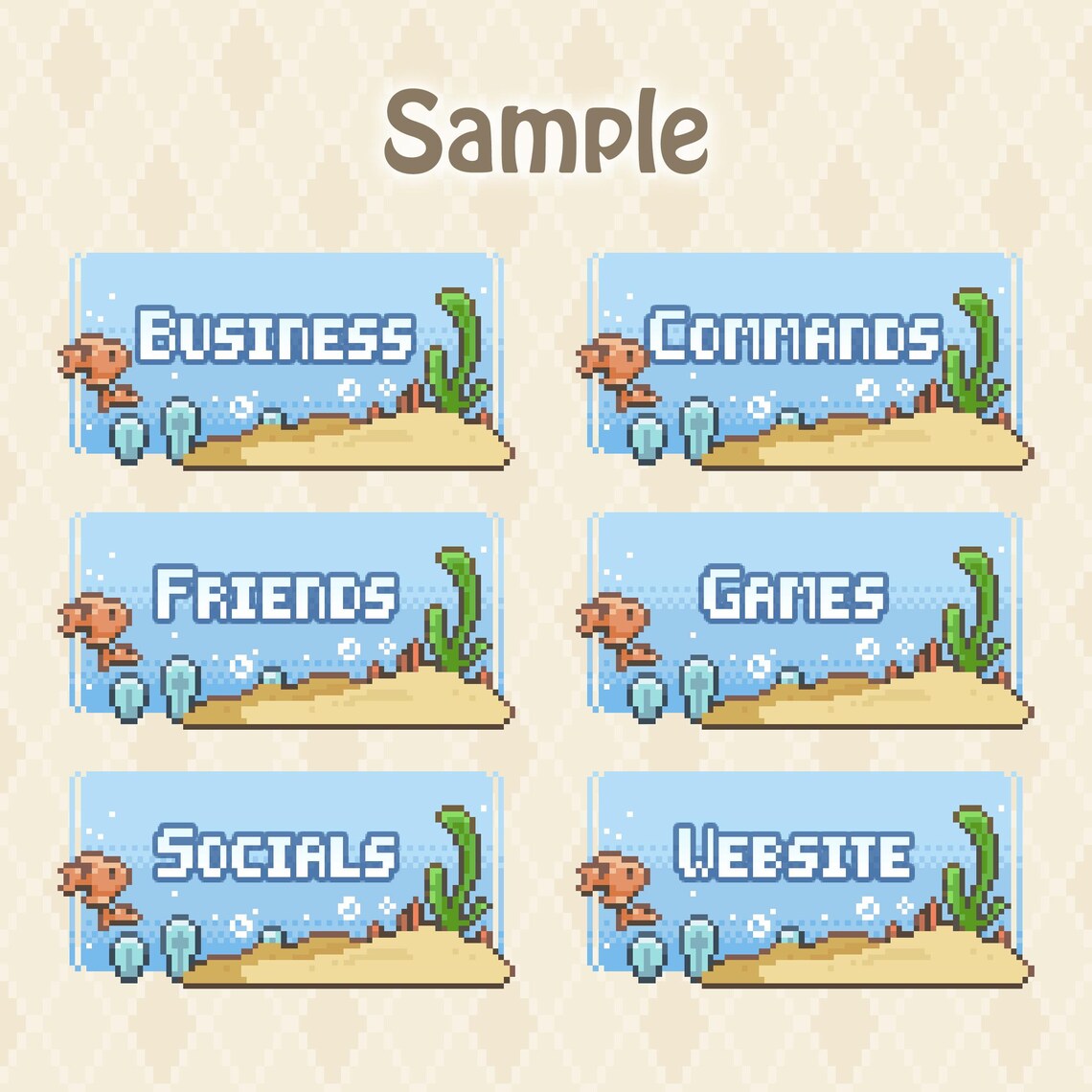 Custom Twitch Panels: Pixel Art Channel Text, Commission Streamer ...