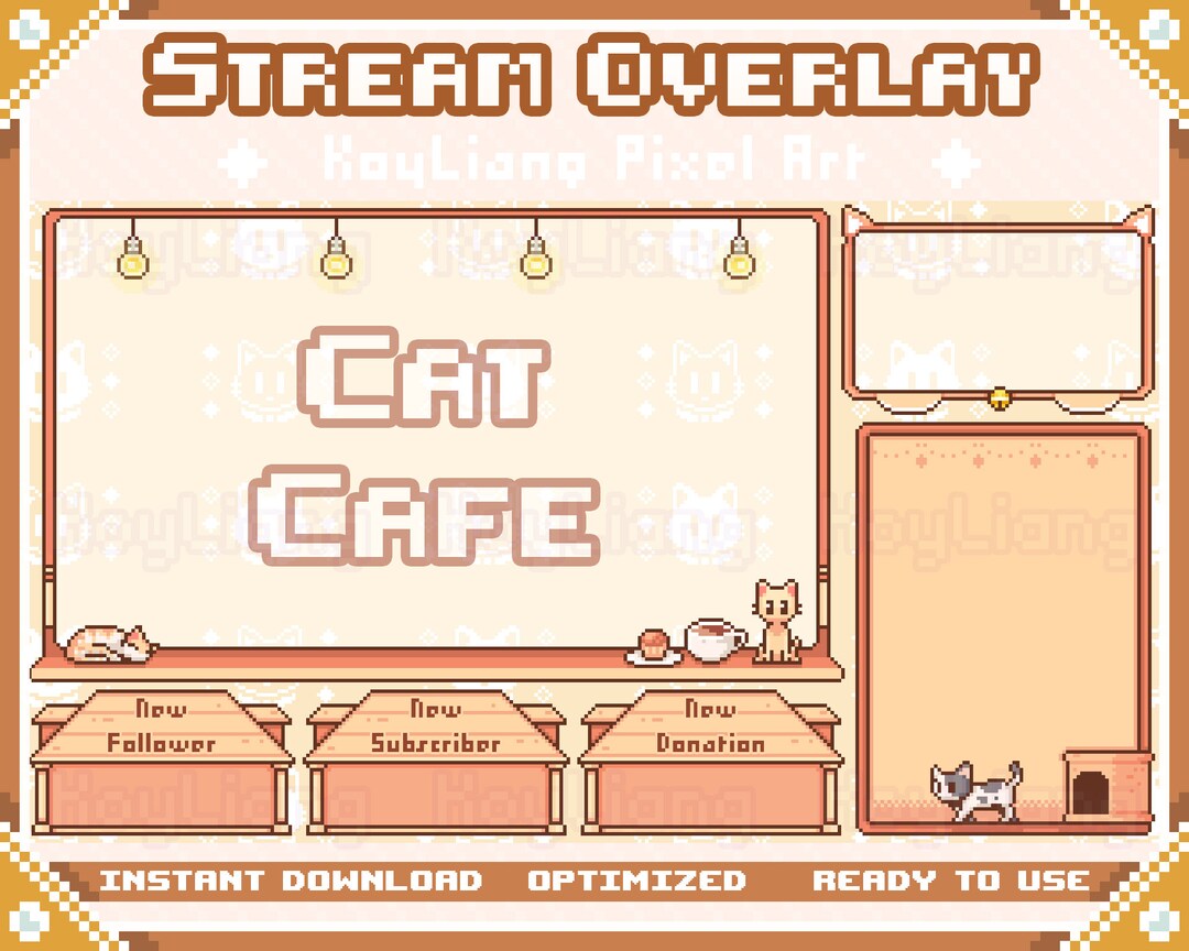 Cozy Twitch Overlay Package for Streamer in Cute 8bix Pixel Style ...