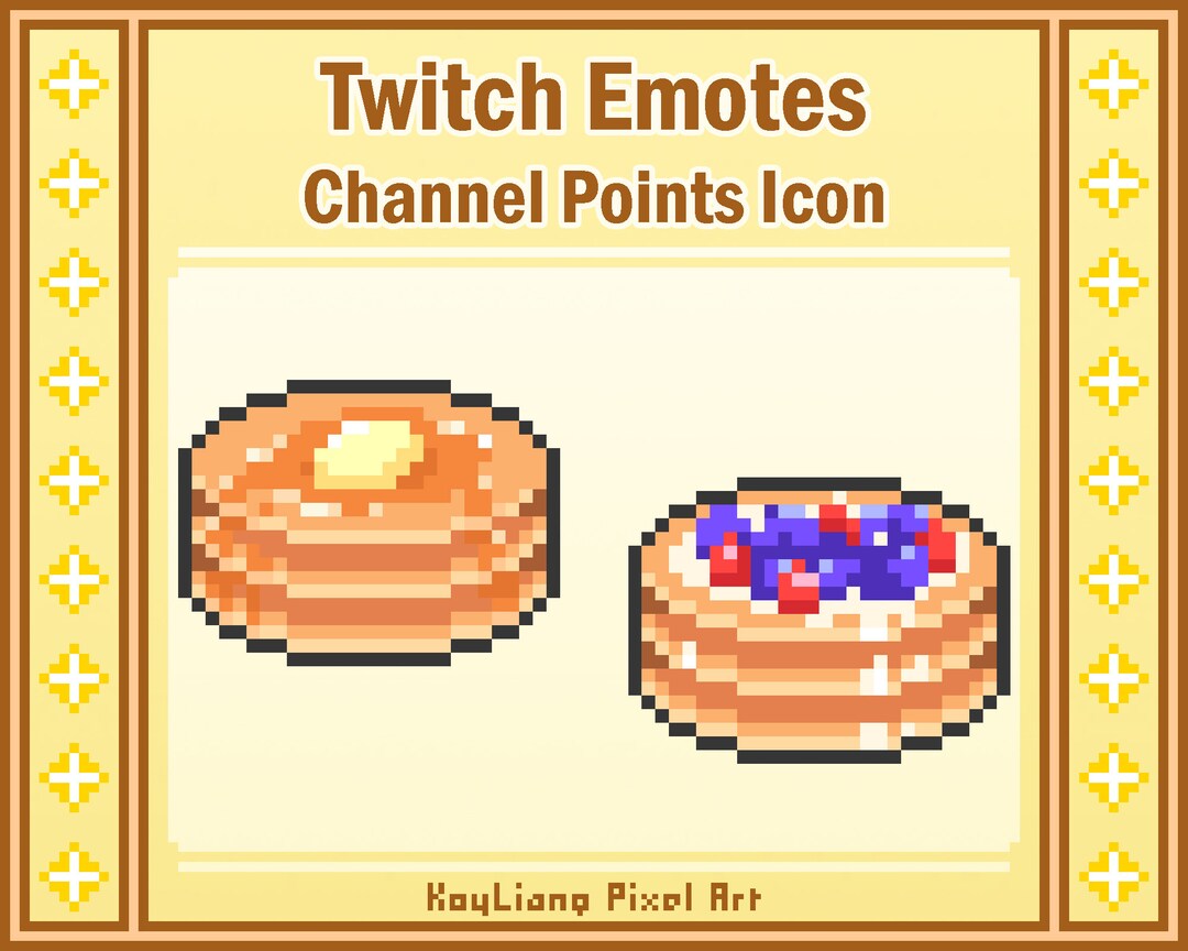 Pancake Emotes Package for Twitch, Sweet Food Icons in Pixel Art Style ...