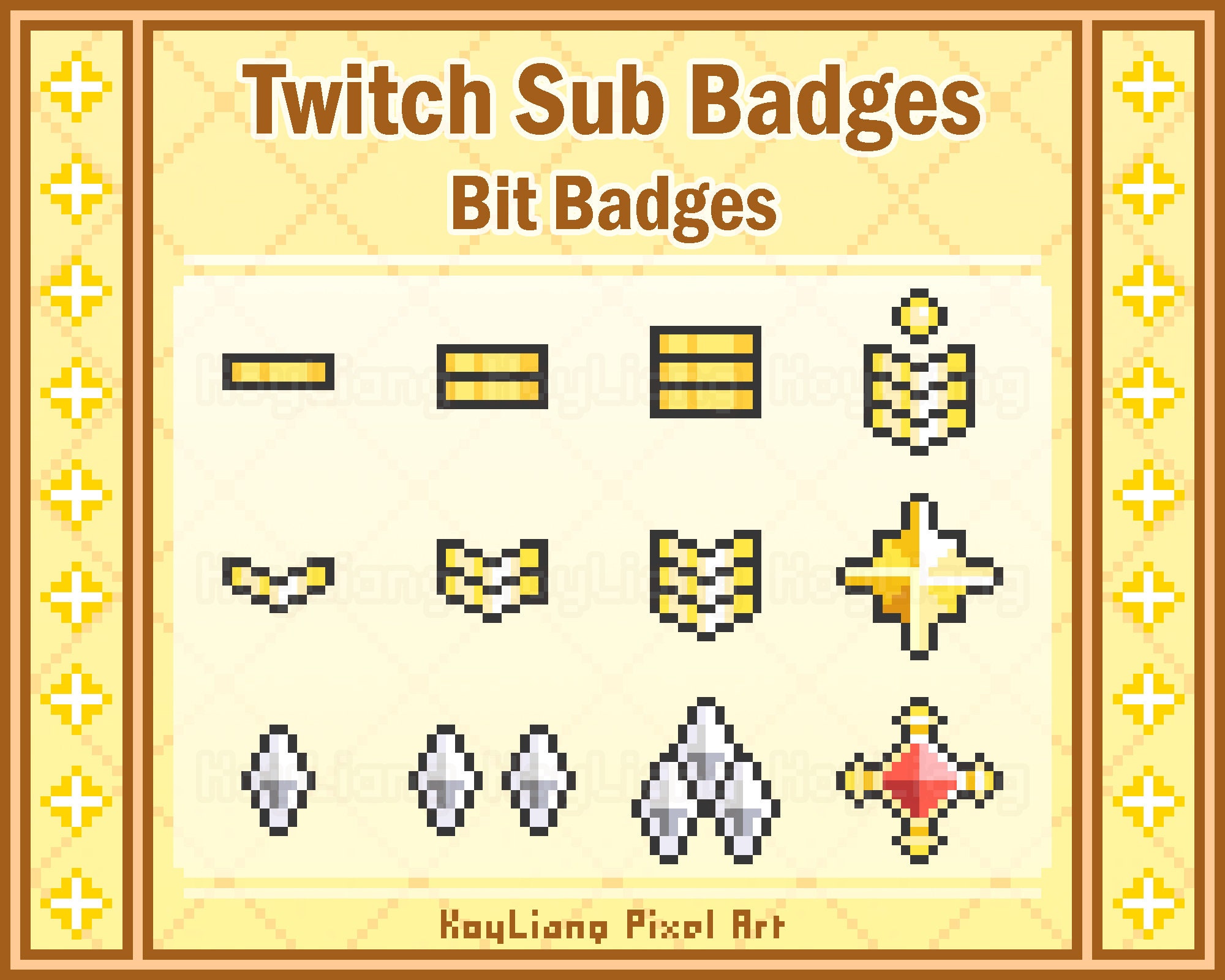 Pixel Twitch Sub Badges and Bits Tier Badges, Army Ranks and Insignia ...