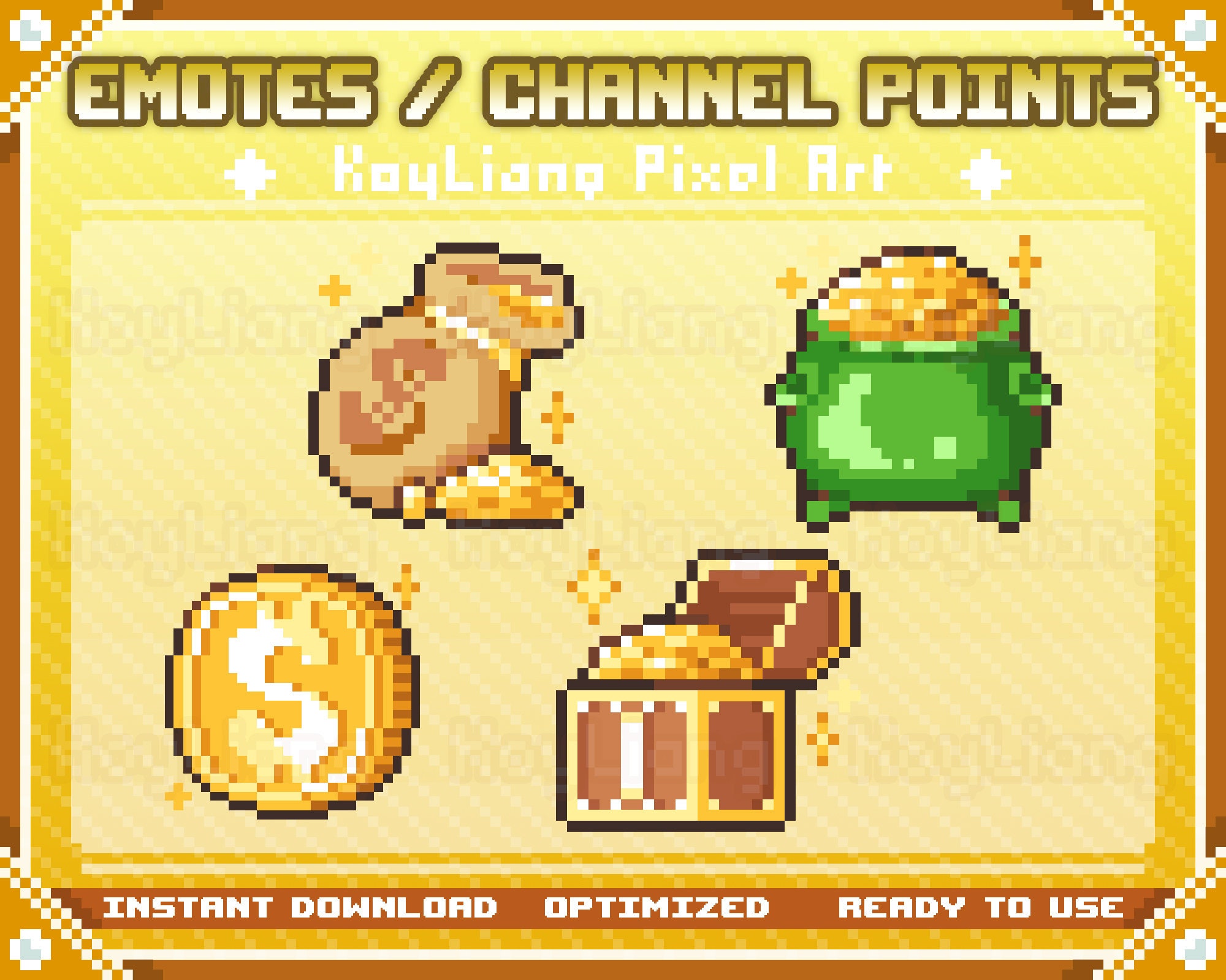 Emotes Pack in Cute Pixel Style Shining Gold Coin and - Etsy