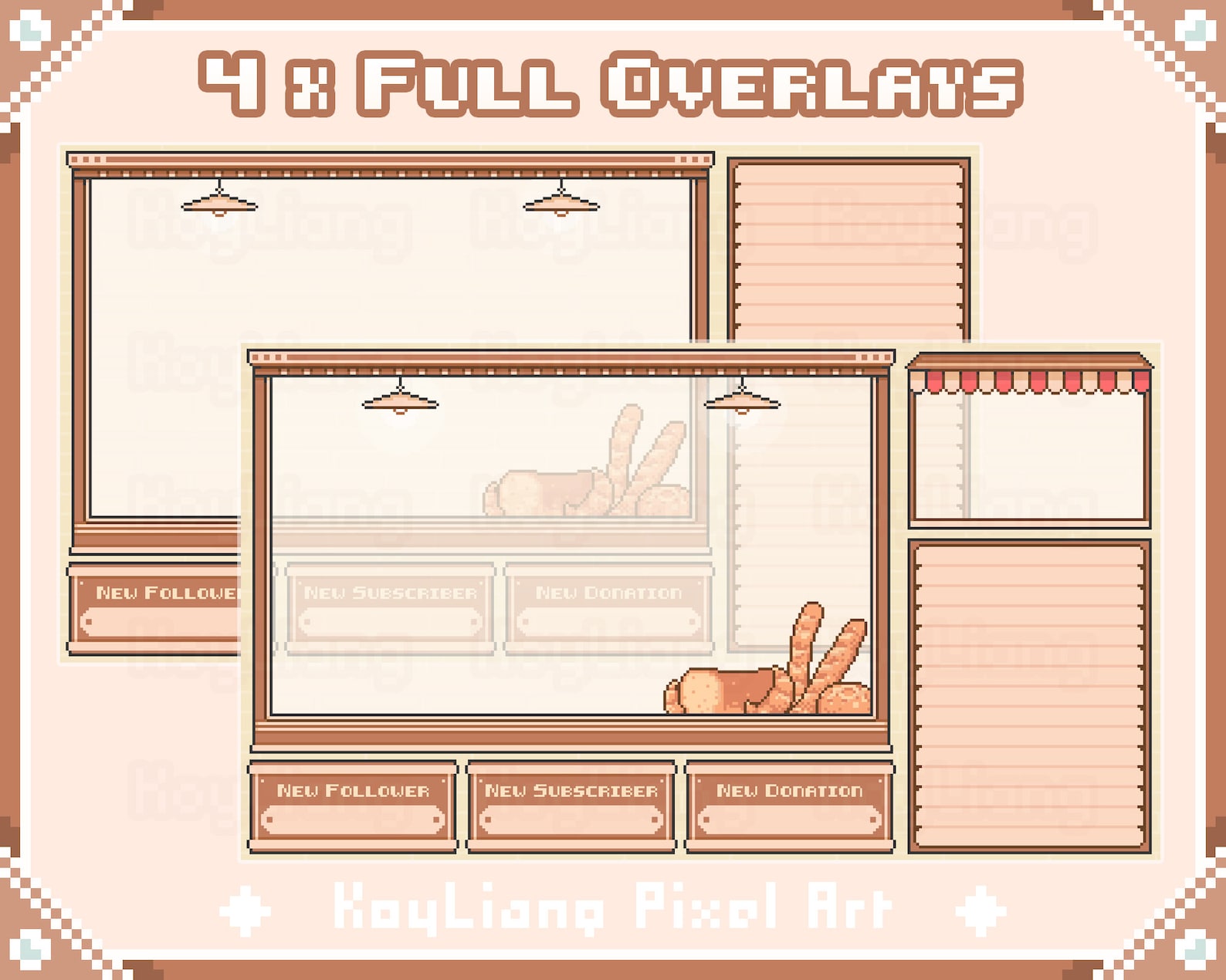 Twitch Overlay Package With Bakery Shop Theme Cute Pixel Art, Stream ...