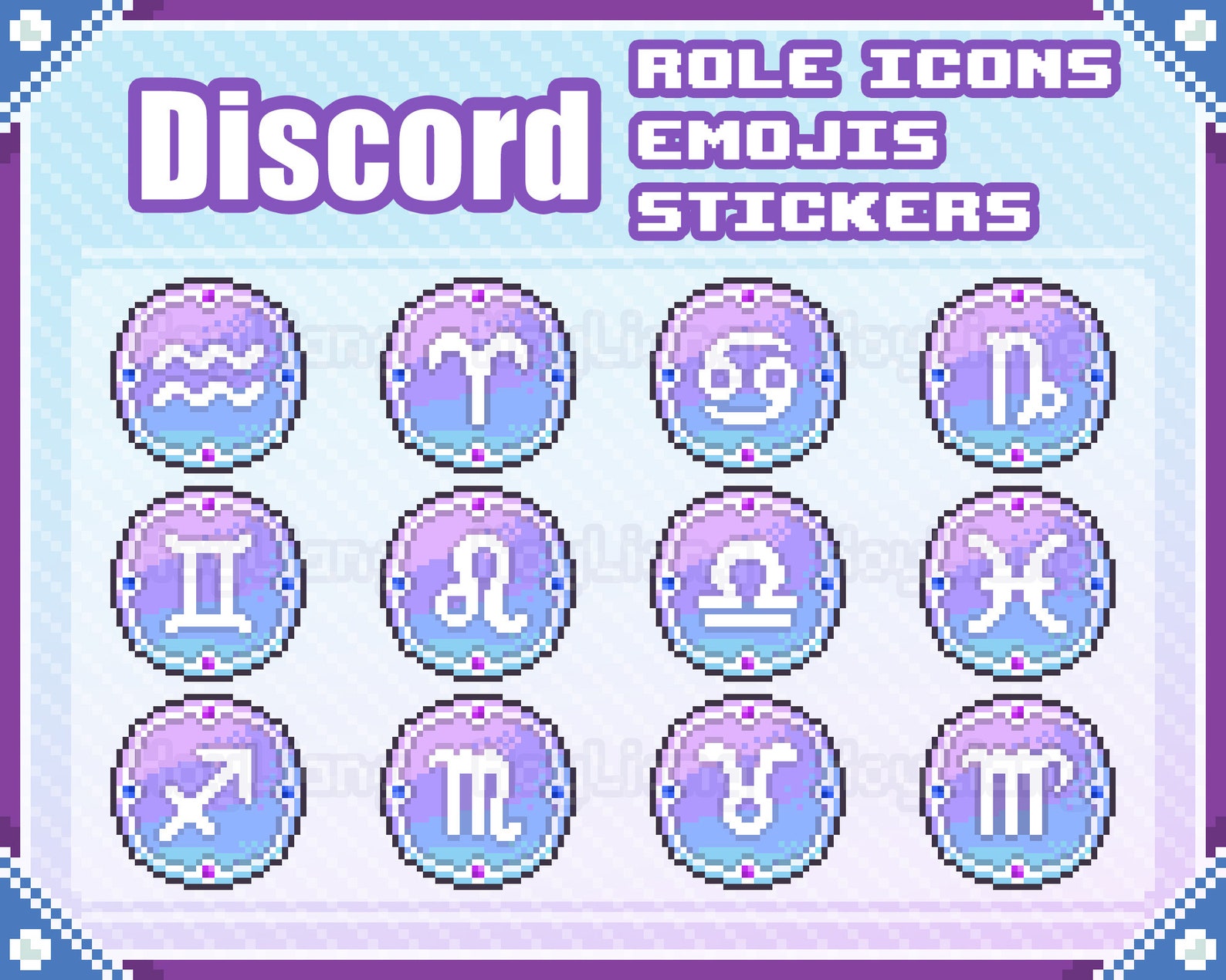 Discord Role Icons With Zodiac Sign in Pixel Art Style Emoji - Etsy