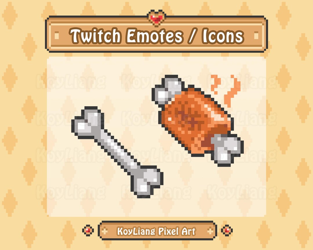 Meat & Bone Emojis - Twitch Emotes Download, Pixel Art Food - Etsy