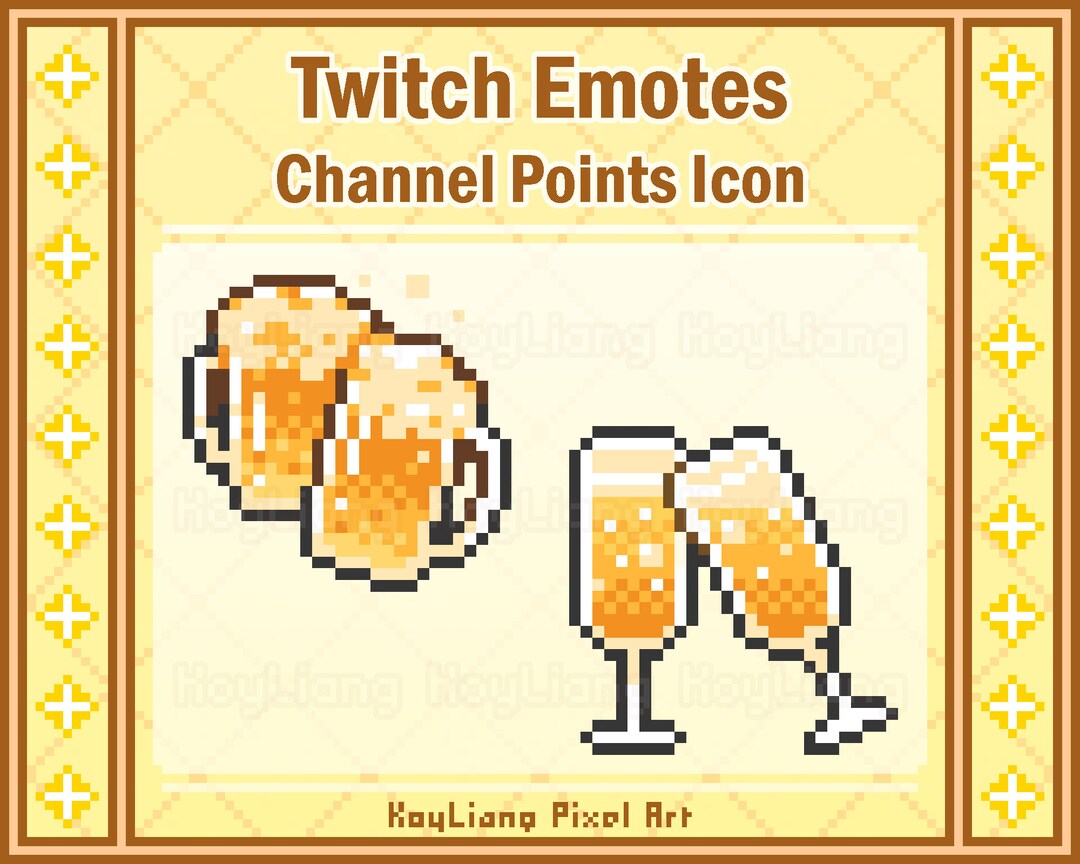 Pixel Twitch Emotes: Beer & Champagne Icons Bundle for Streaming Cheers ...