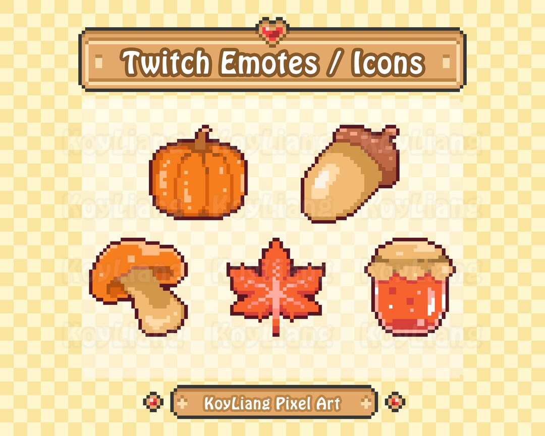 Fall Twitch Emotes, Autumn Pixel Art Icons Package - Etsy