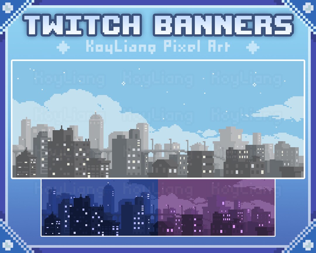 Twitch Banner in Cute Pixel Style to Decorate Streamer Profile - City ...