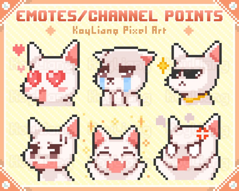 Cat Emotes Pack for Twitch Channel in Cute 8 Bit Style With - Etsy