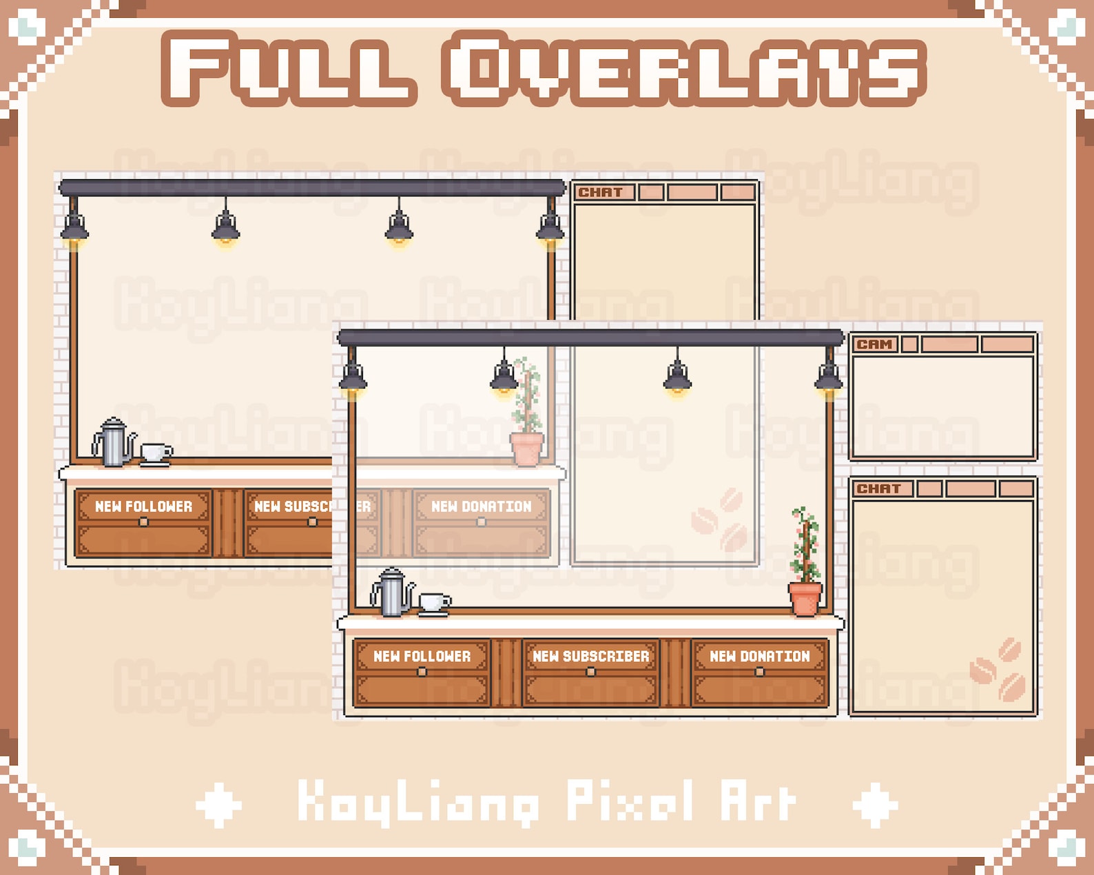 Cozy Cafe Pixel Art Stream Overlay: Twitch Package (digital Download ...