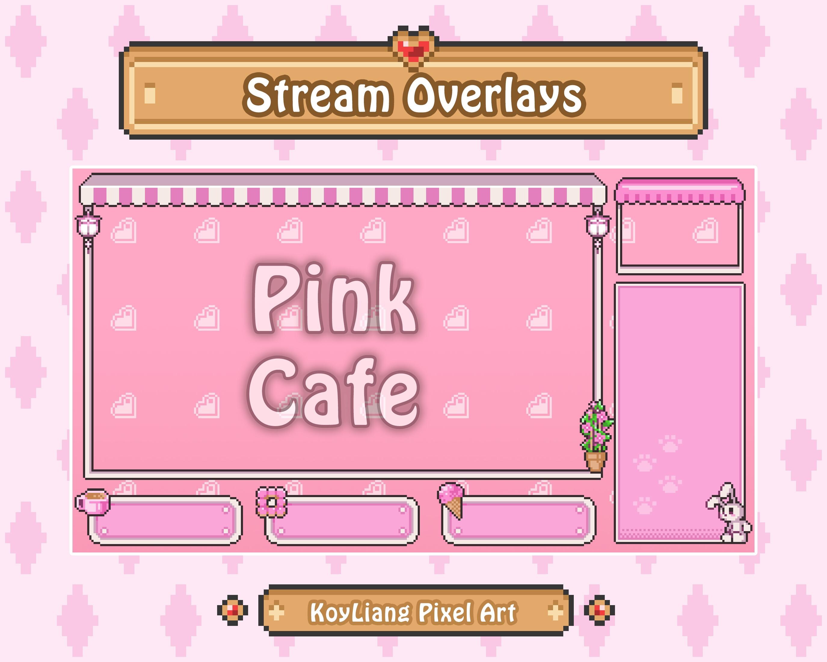 Pink Cafe Streamer Overlays – Pixel Art Twitch Assets - Etsy