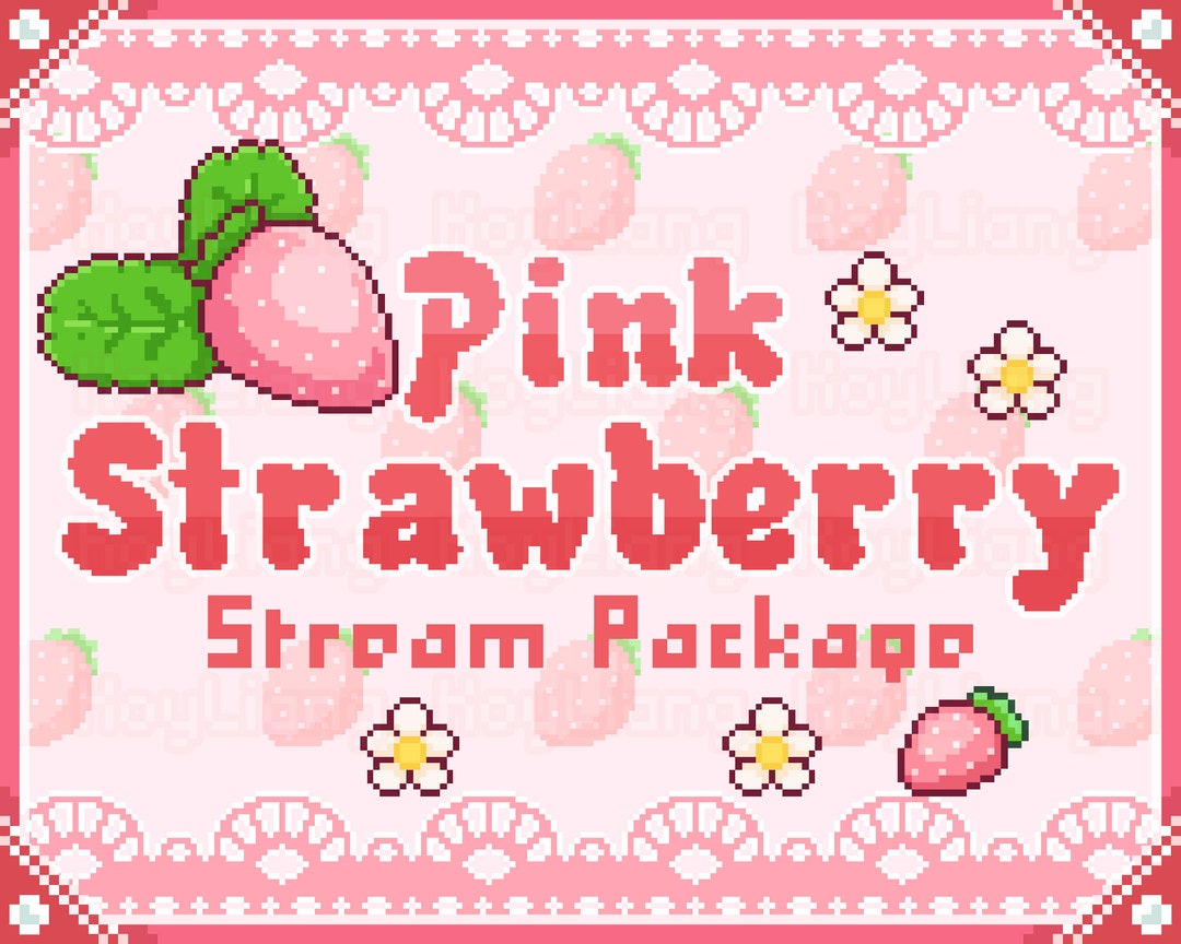 Twitch Stream Package With Cute Pixel Strawberry - Animated Streamer ...