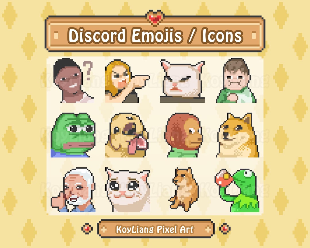 Funny Discord Meme Emojis, Discord Stickers Pack Download, Pixel Style ...