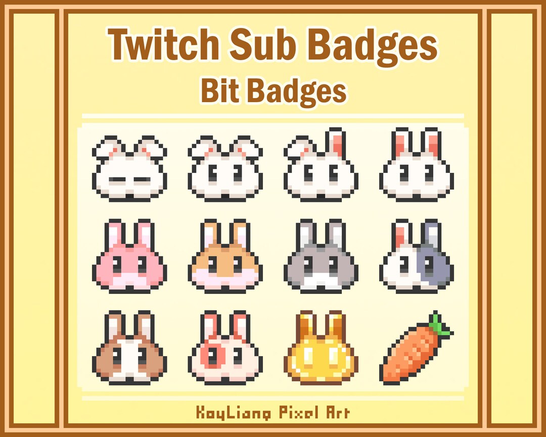 Rabbit Sub Badges for Twitch: Cute Twitch Badges, Bit Badges, Stream ...