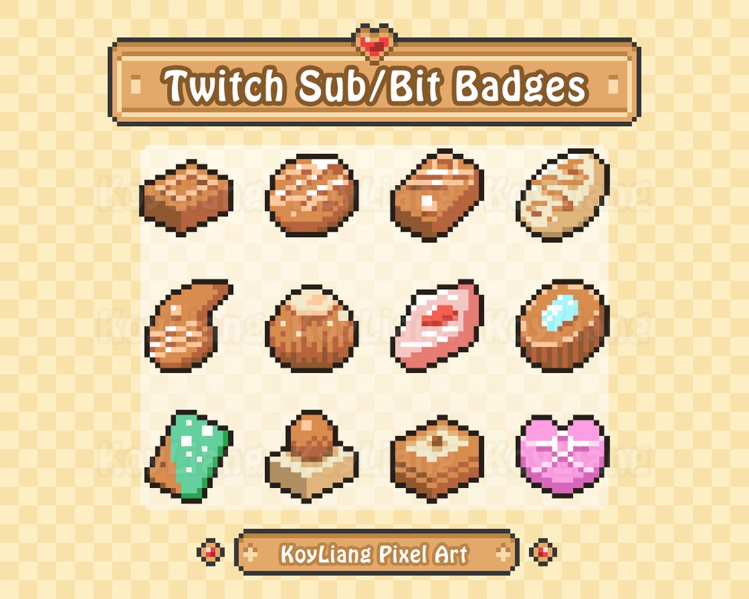 Delightful 8-bit Chocolate Sub Badges Bundle 12 Unique Emotes for ...