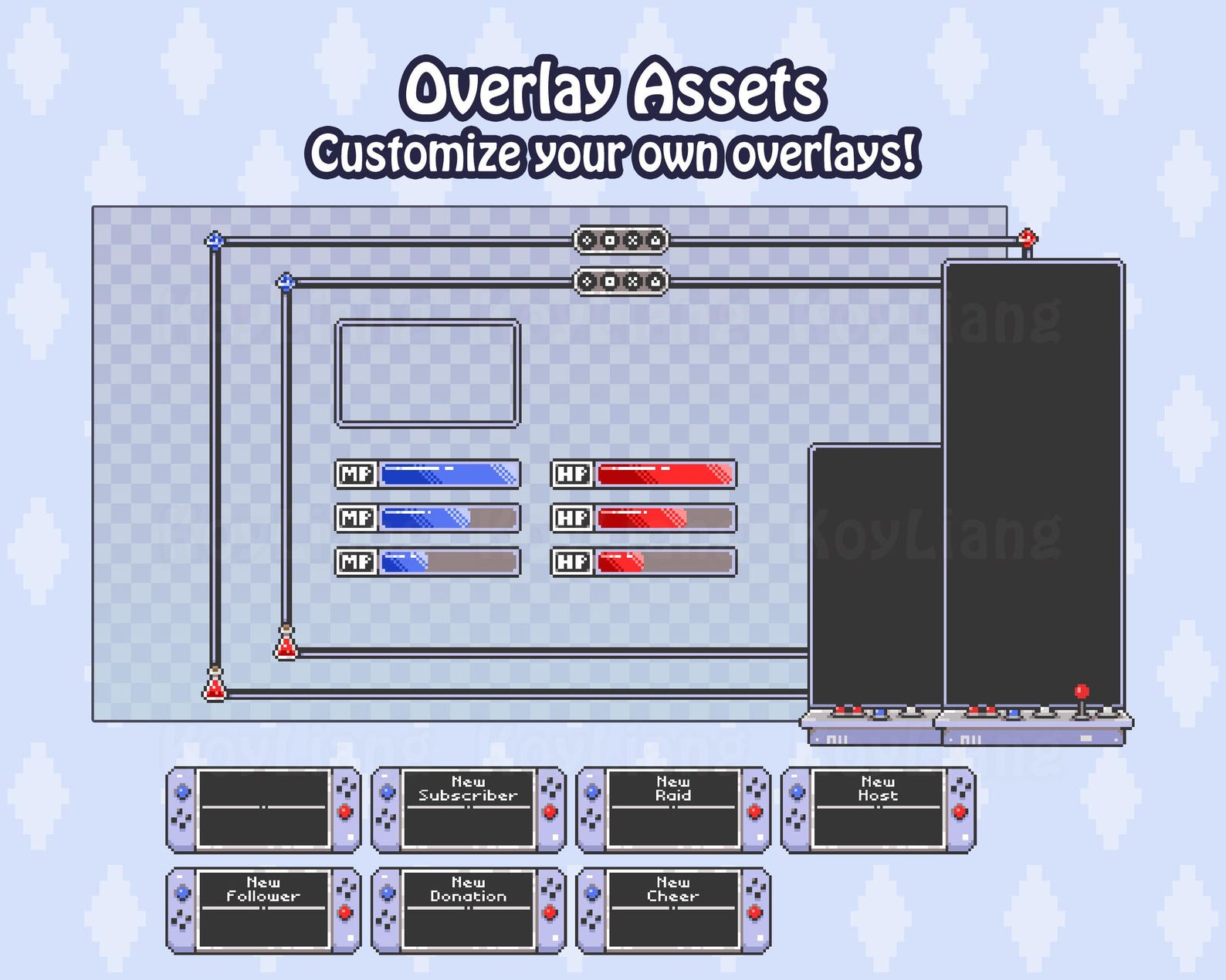 Twitch Overlays Bundle Package, Retro Gaming Theme, Pixel Art Streamer ...