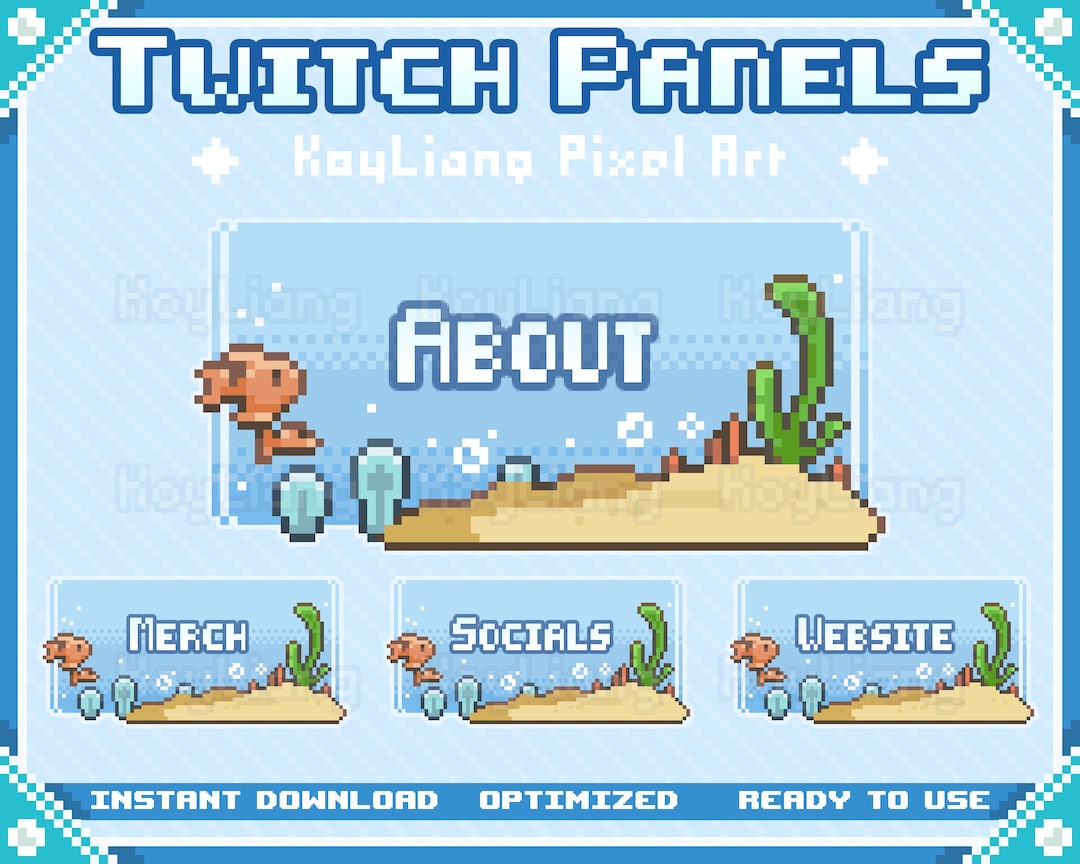 Twitch Panels Pack in Blue Ocean Theme - Stream Channel Customization ...