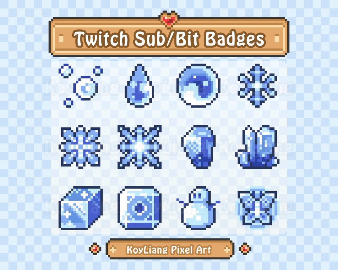 Crystal Ice Sub Badges Pack, Snowflake Twitch Badges Digital Download ...