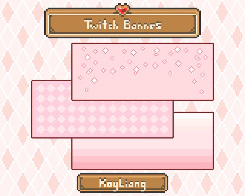 Pink Pixel Art Twitch Banner Pack (1200x480 PNG) - Etsy