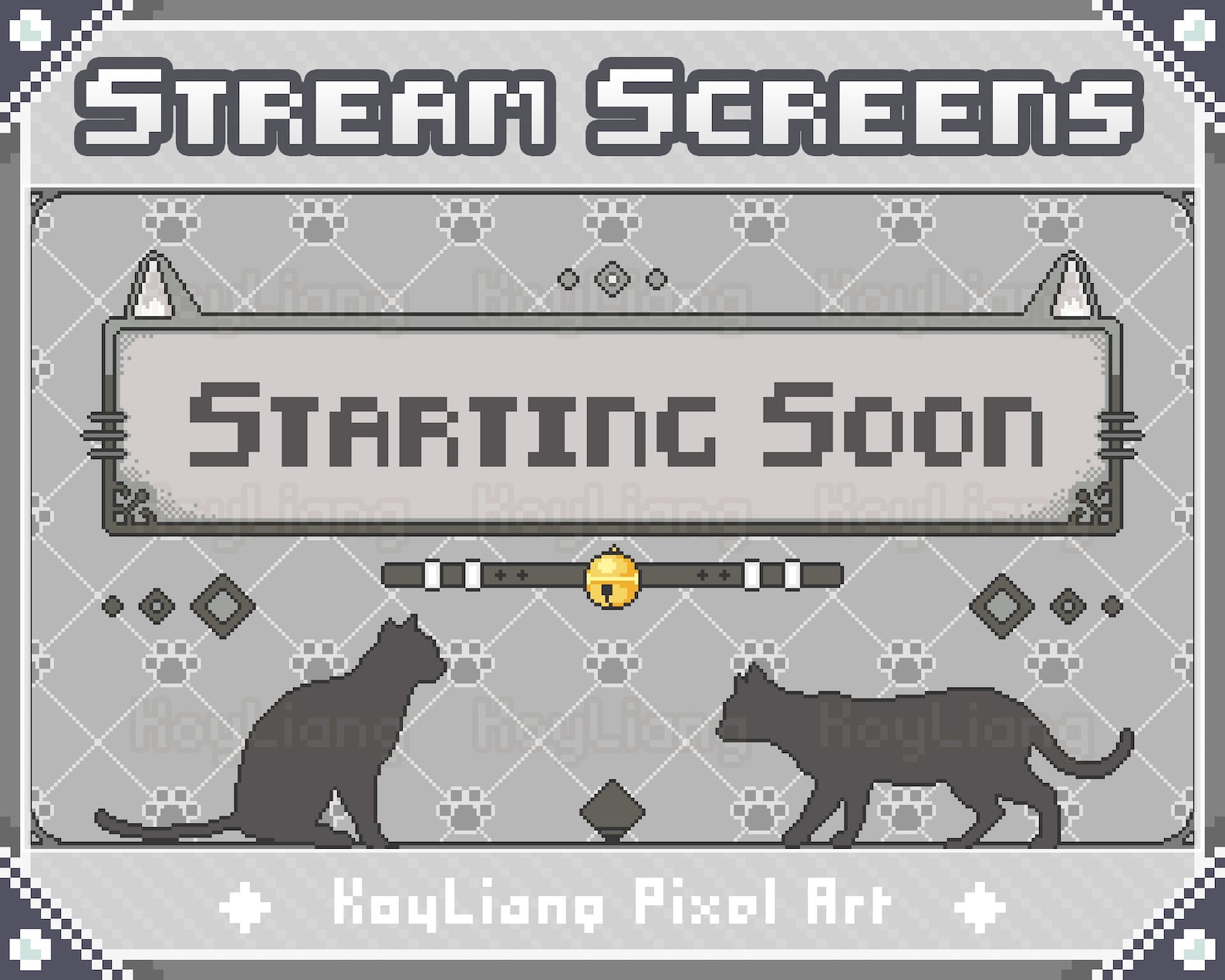 Animated Stream Screens With Pixel Black Cat Starting Soon Scenes ...