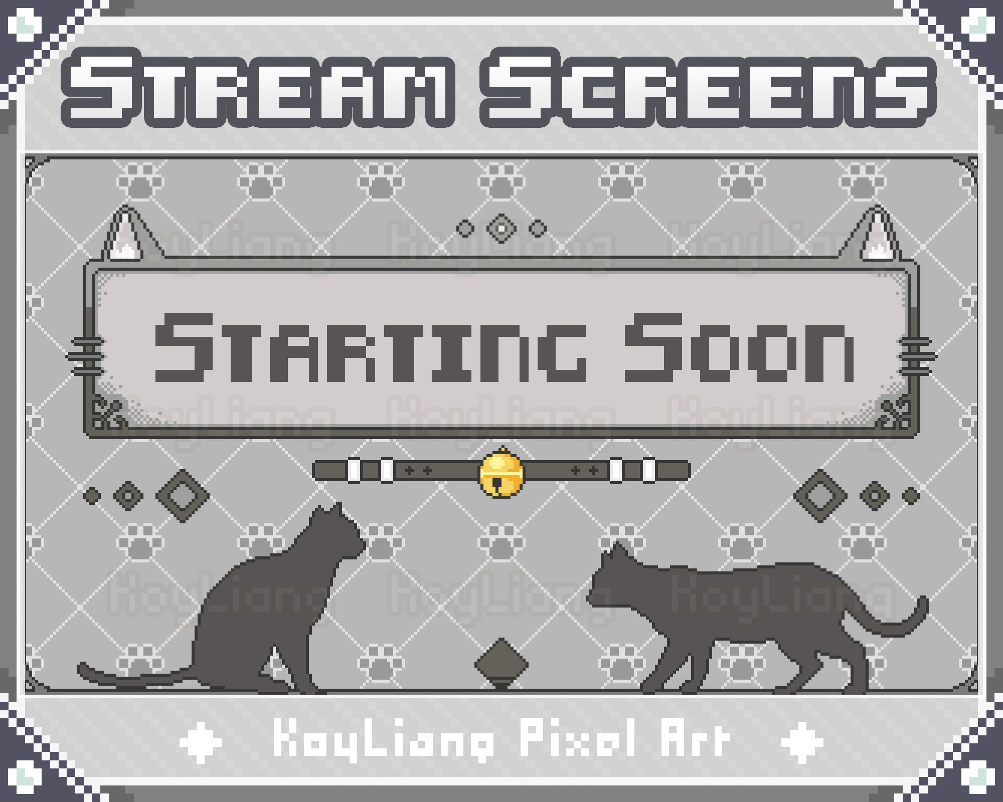 Animated Stream Screens With Pixel Black Cat Starting Soon Scenes ...