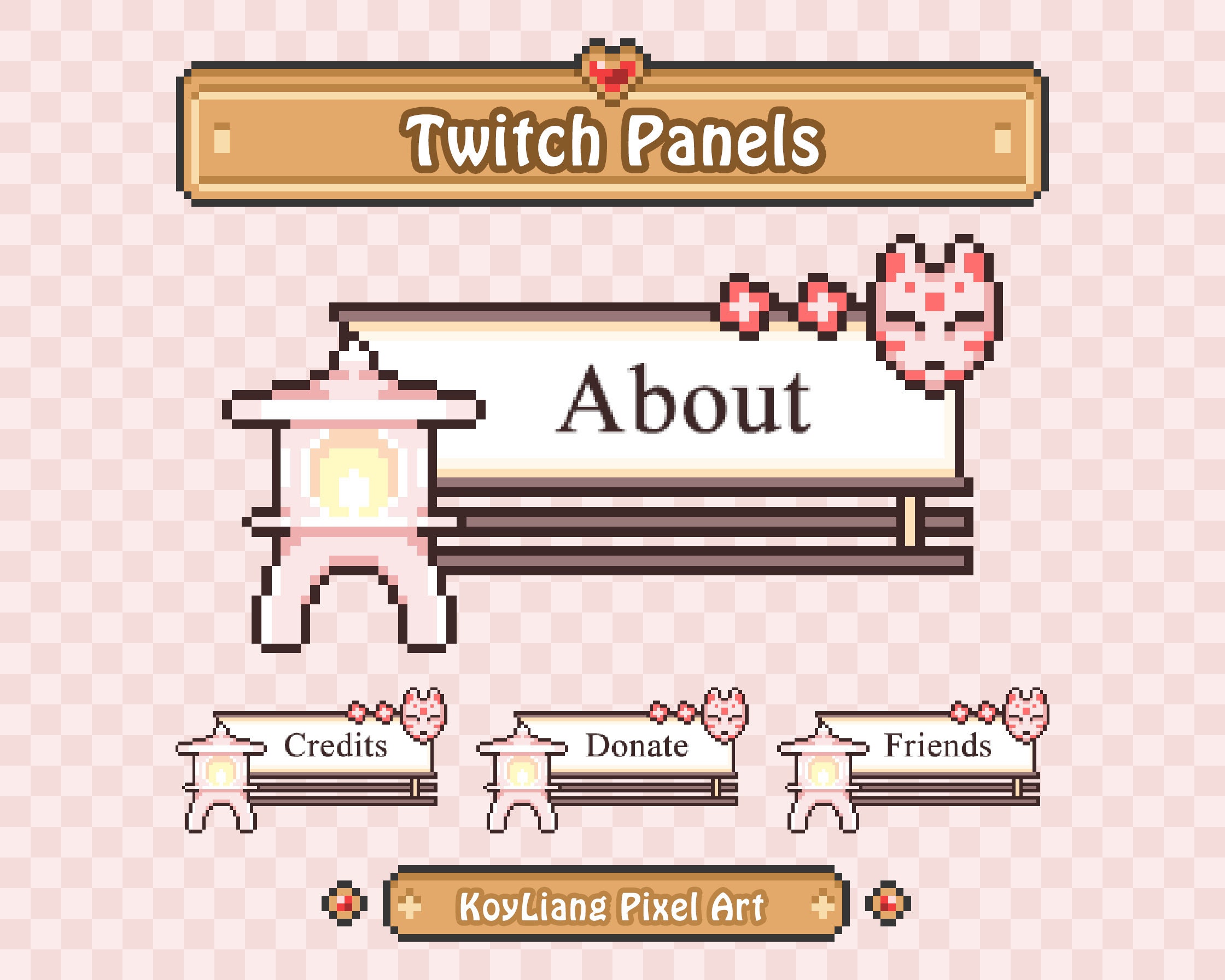 Japanese Pixel Art Twitch Panels: Streamer Title Bar Set - Etsy