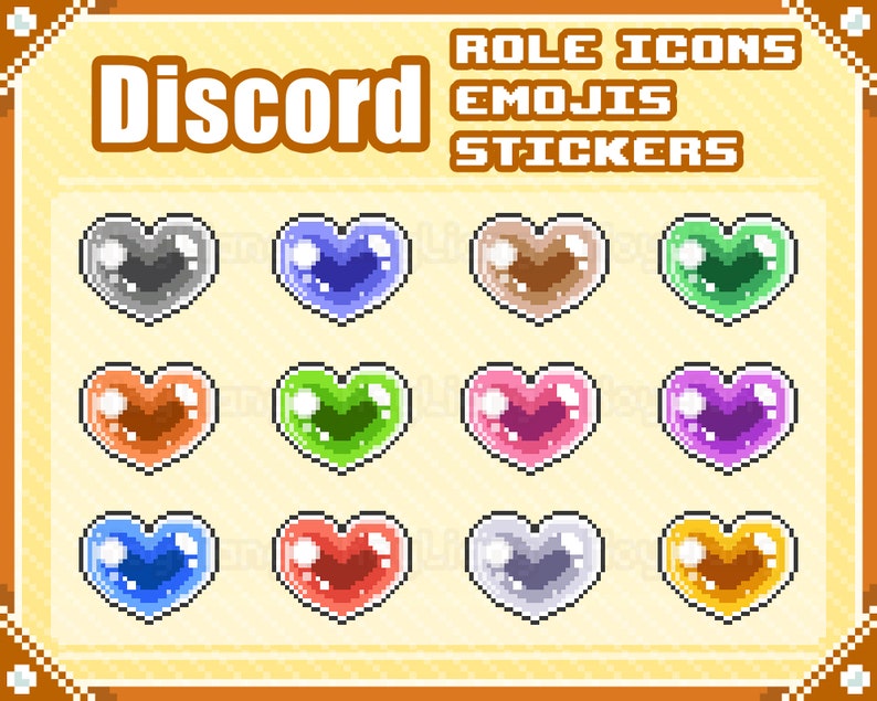 Discord Role Icons in 8-bit Design Cute Crystal Hearts Emoji - Etsy