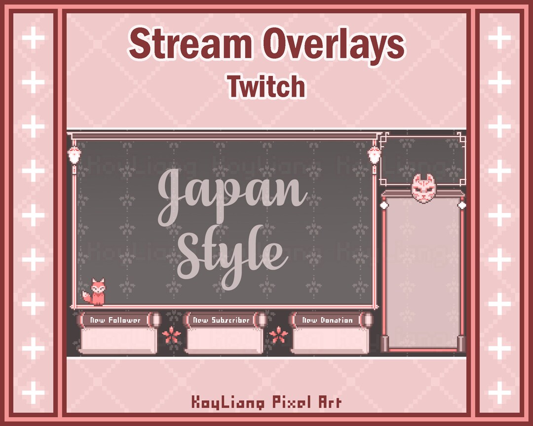 Japan Style Overlays Package, Twitch Channel Customization, Pixel ...