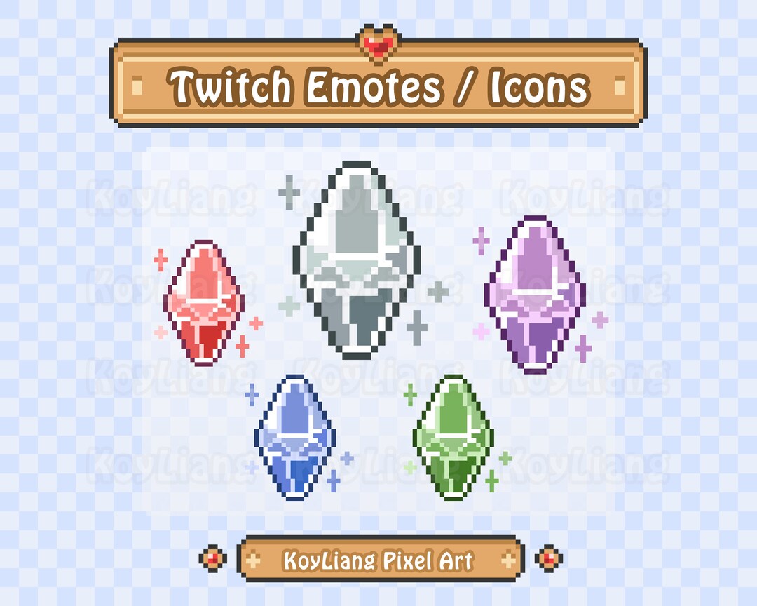 Shining Crystal Twitch Icons, Colorful Gem Stones Emote, Cute Channel ...
