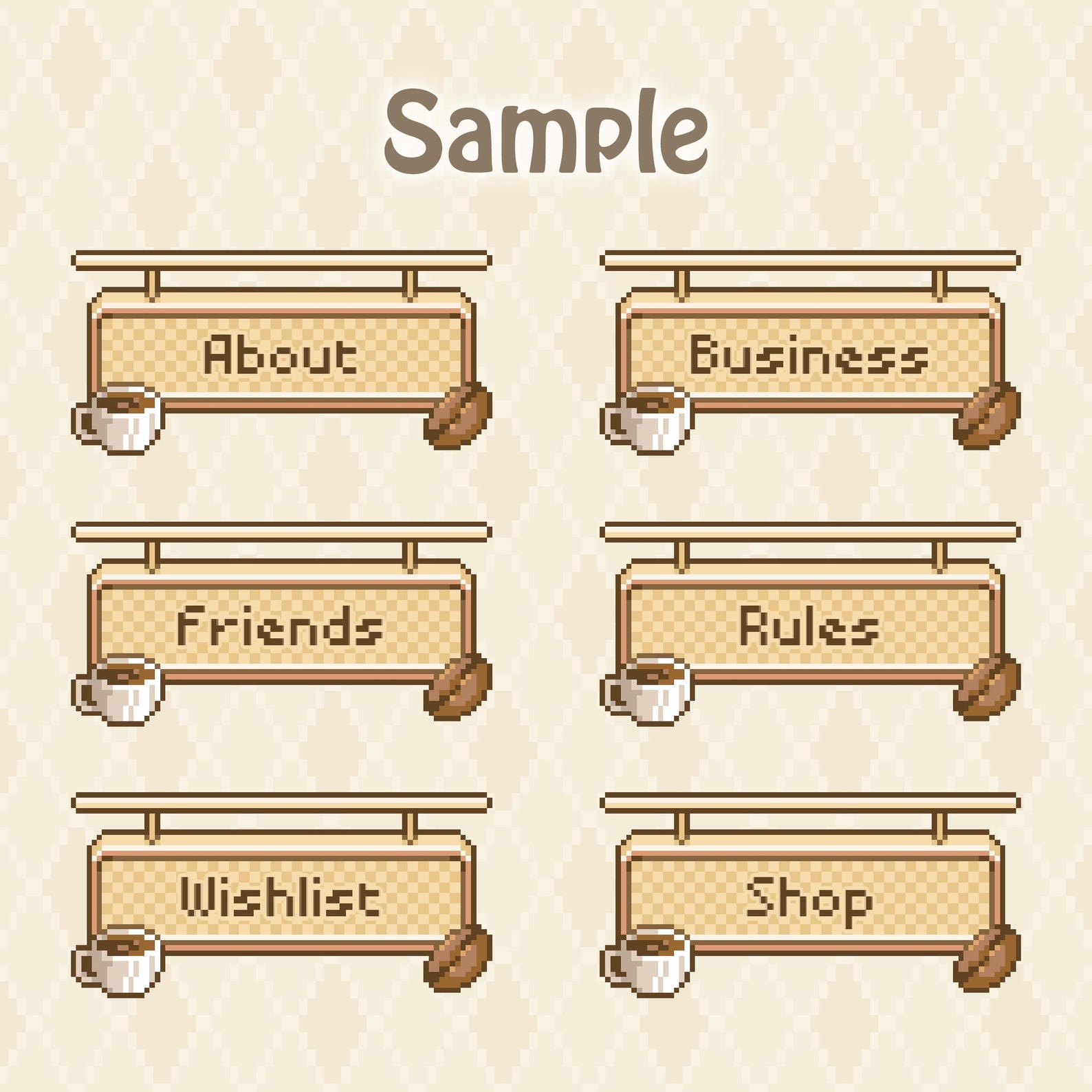 Custom Twitch Panels: Pixel Art Channel Text, Commission Streamer ...