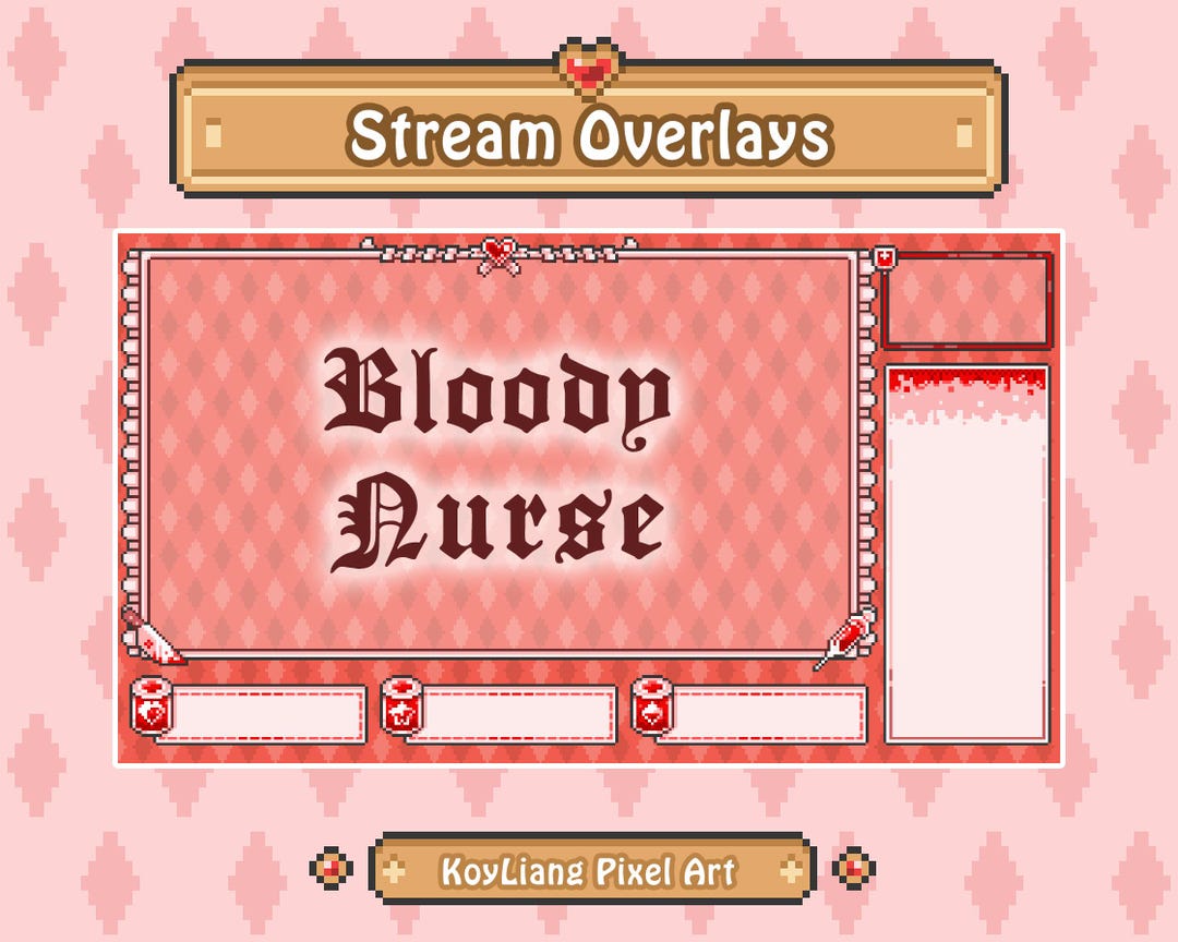 Bloody Nurse Stream Overlays Bundle, Gothic and Spooky Twitch Overlay ...