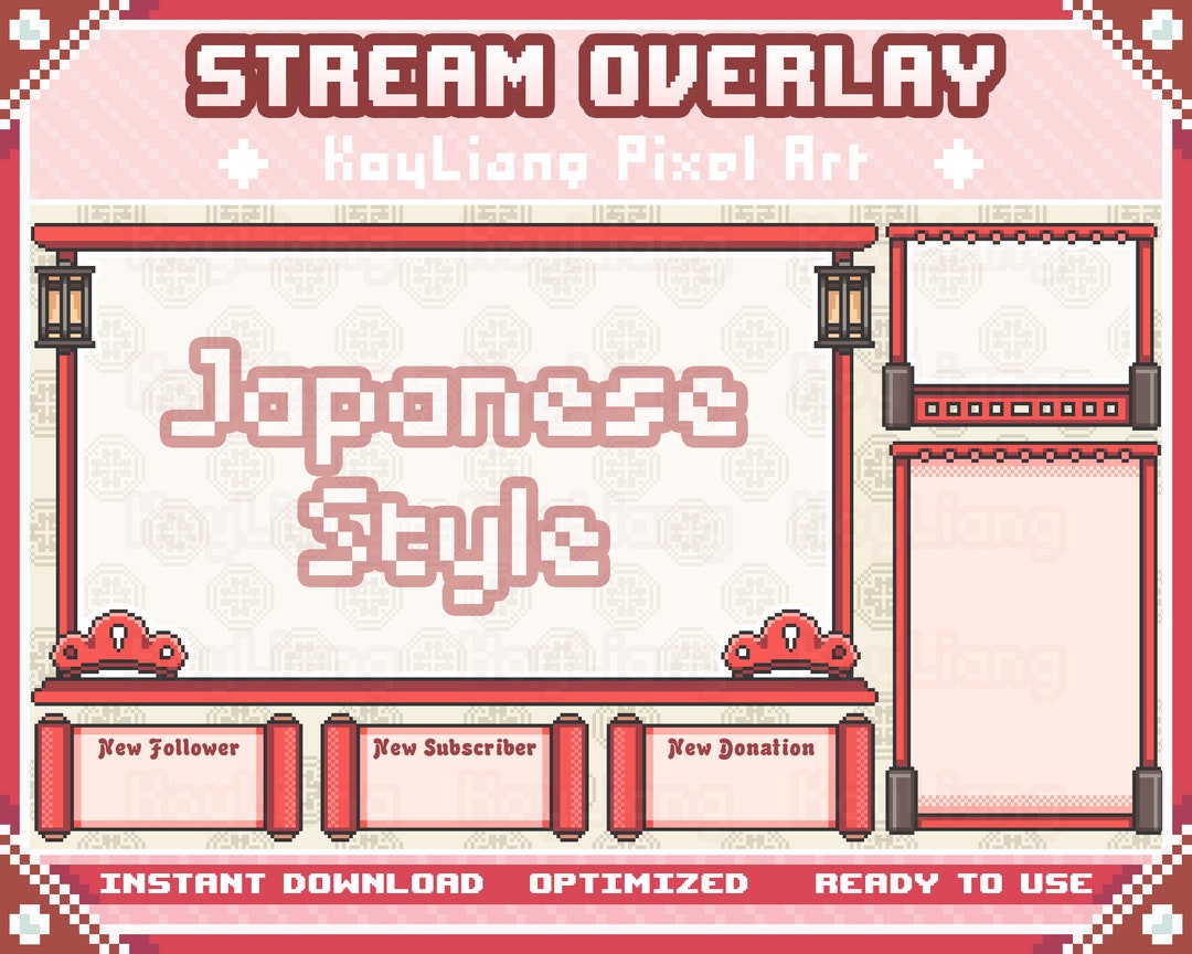 Stream Overlays With Japanese Shrine Design in Retro Pixel Style ...