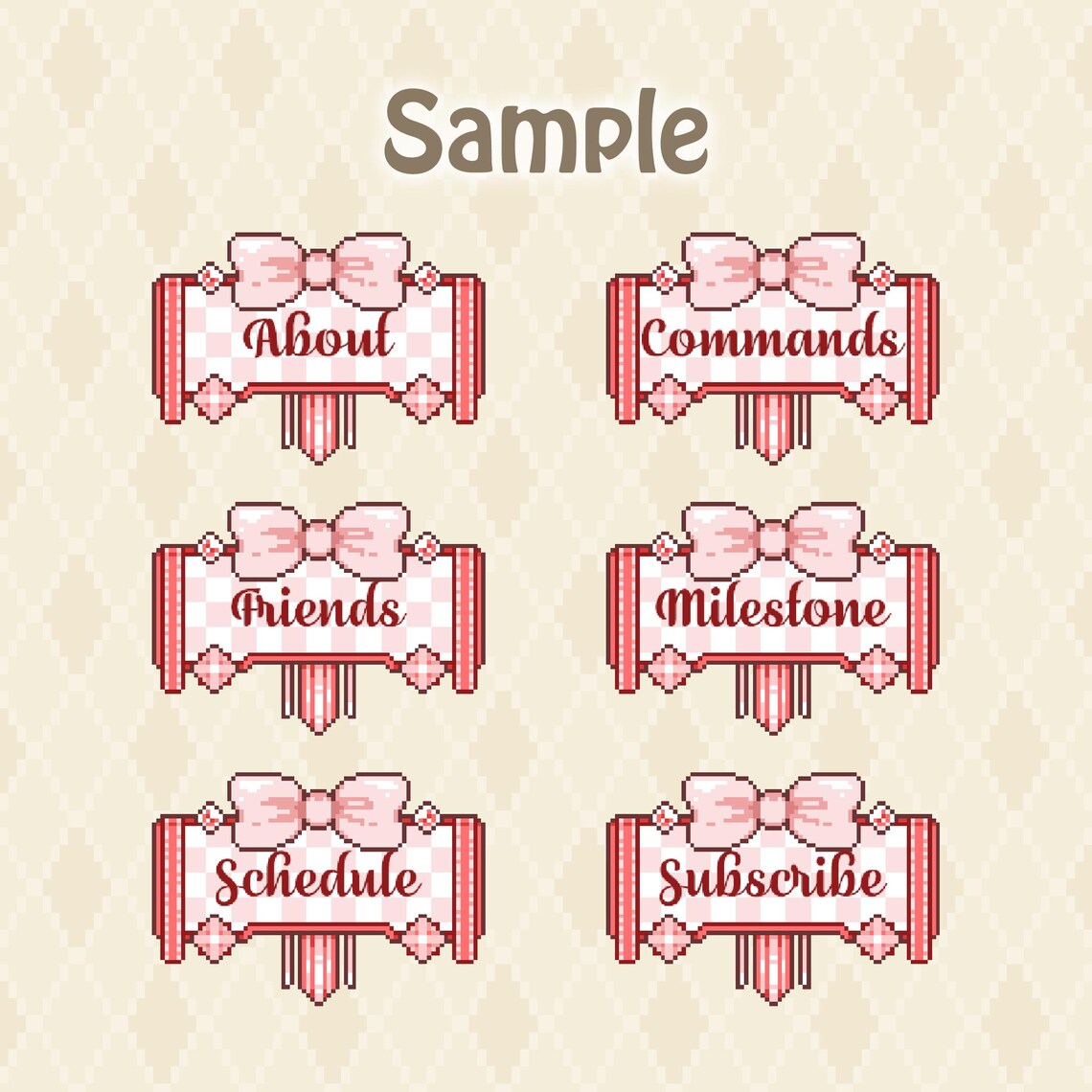 Custom Twitch Panels: Pixel Art Channel Text, Commission Streamer ...