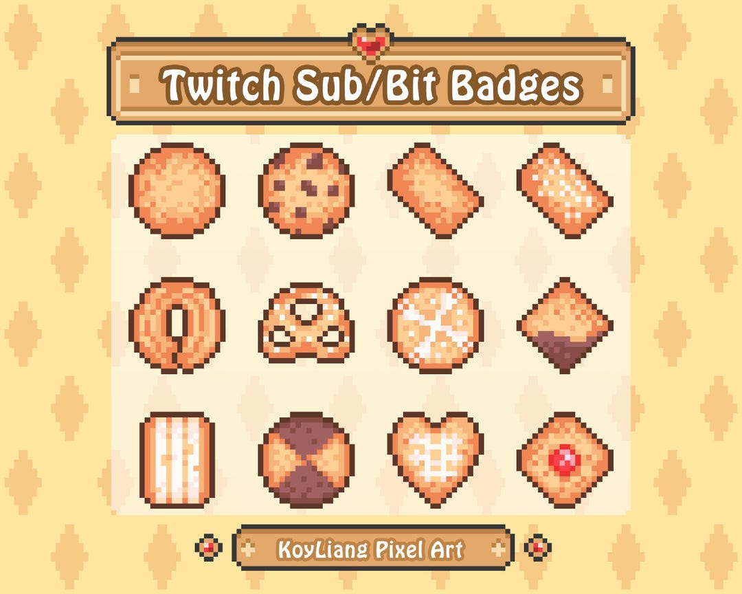 Cute Pixel Sub Badges or Bits Tier Badges for Twitch Streaming, Butter ...