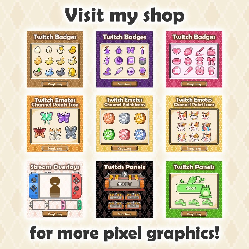 Twitch Panels: Streamer Graphics Package, Pixel Art Kitty - Etsy