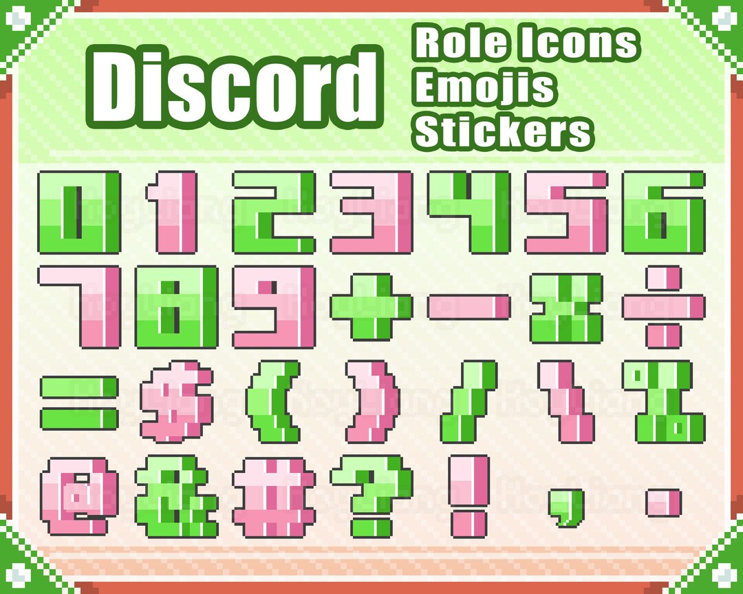 Discord Fonts and Digits Pack in Solid Pixel Style, Numbers and Symbols ...