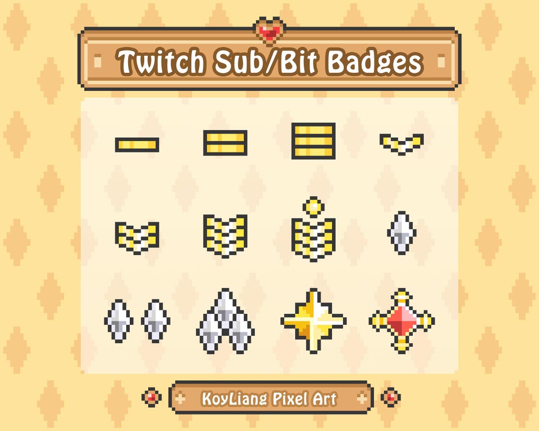 Pixel Twitch Sub Badges and Bits Tier Badges, Army Ranks and Insignia ...