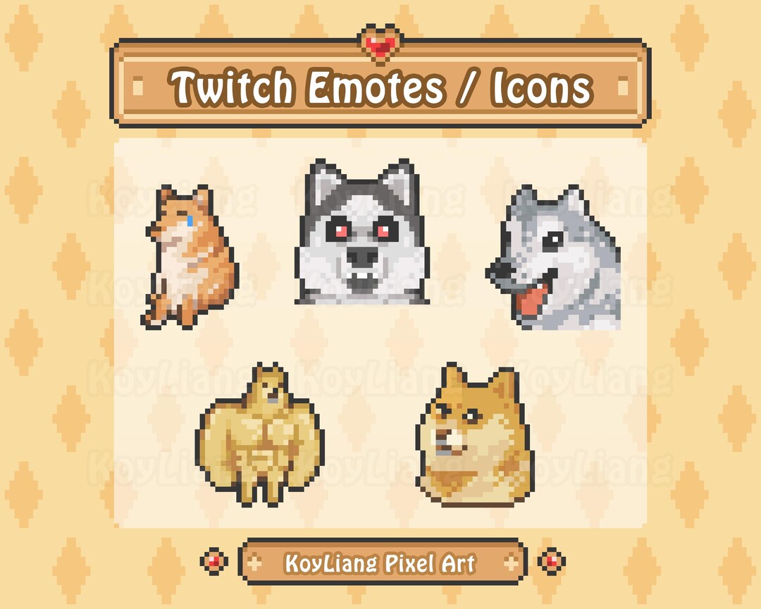 Funny Dog Meme Package - Puppy Twitch Emotes, Pixel Style Emoji, 8bits ...