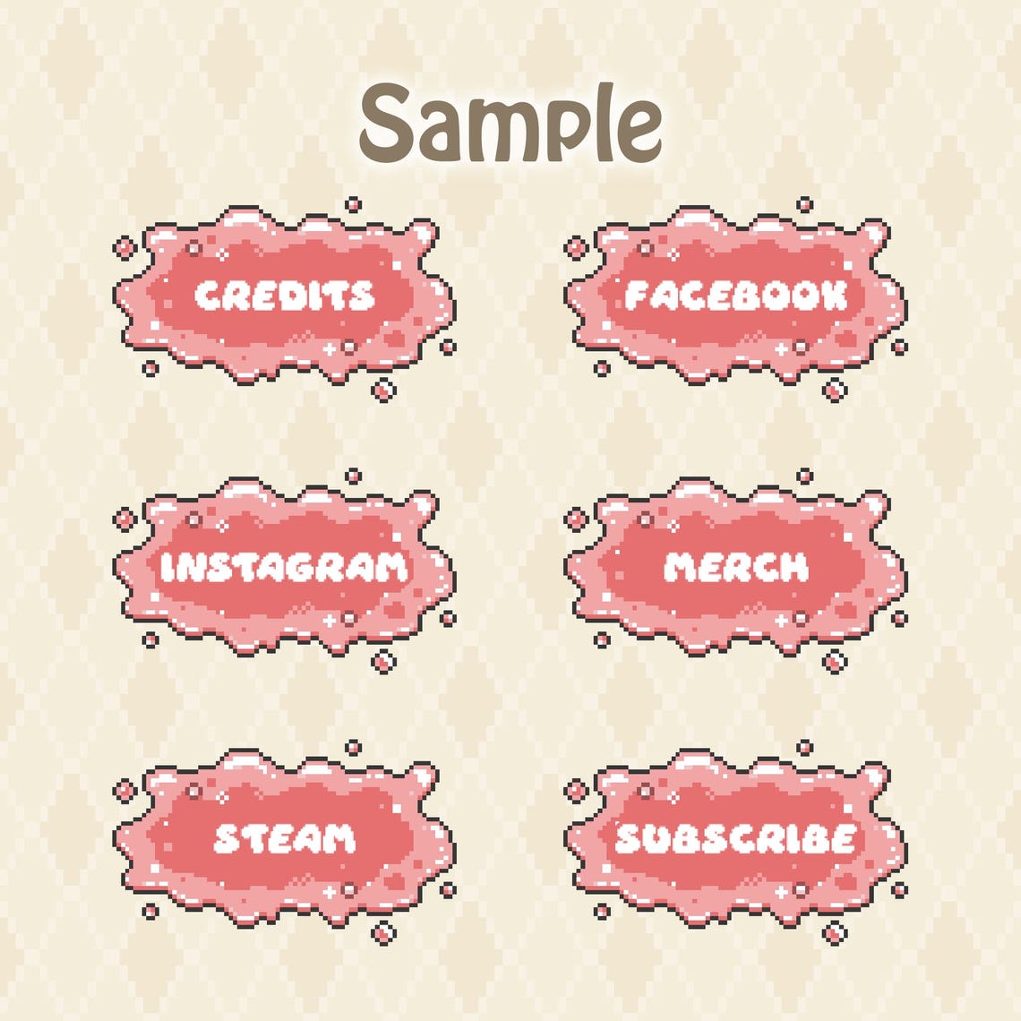 Custom Twitch Panels: Pixel Art Channel Text, Commission Streamer ...