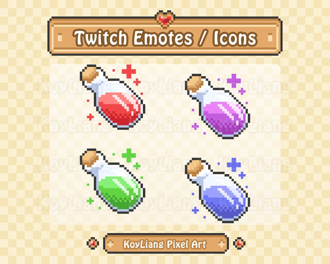 Colorful Potion Emotes for Twitch, Stream Channel Points Icon in Retro ...
